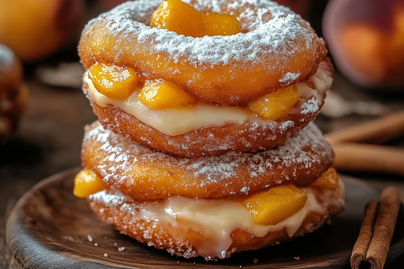 How to Make Peach Cobbler Cheesecake Stuffed Donuts at Home