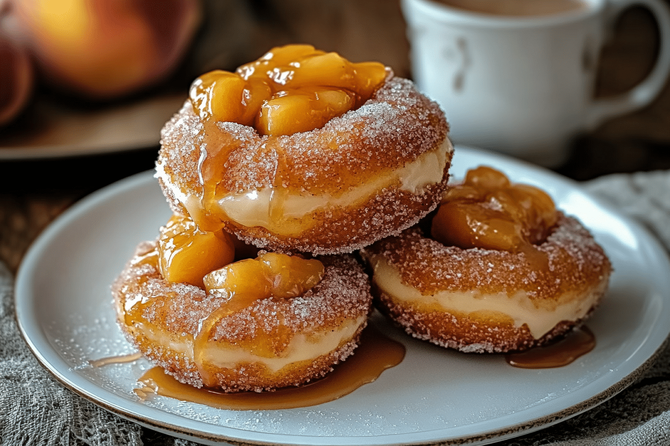 How to Make Peach Cobbler Cheesecake Stuffed Donuts at Home